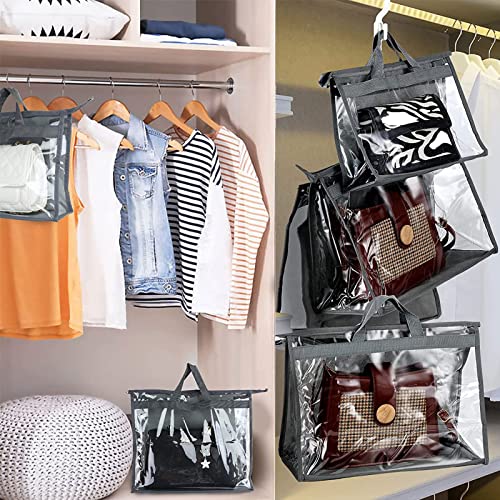 Loloka 10 Packs Clear Handbags Storage, Extra Size Purse Storage Organizer for Closet with Zipper and Handles (10 Packs)