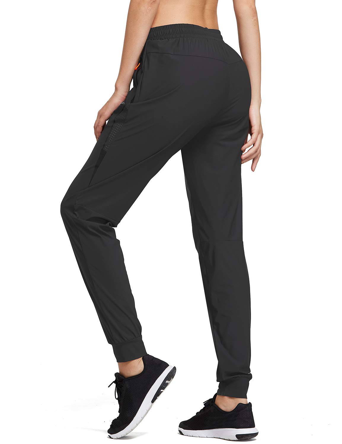 BALEAF Hiking Pants Women Joggers Workout Athletic Lightweight Running Travel Track Pants Quick Dry 2 Zipper Pockets Black S