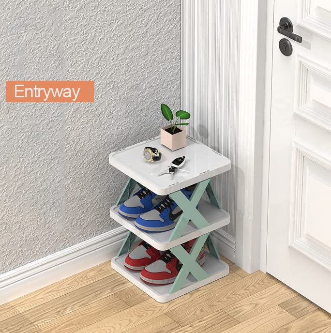 Shoe Rack - Shoe Organizer 5 Tiers for Closet Narrow, Plastic Shoe Rack Storage Organizer for Entryway, Space Saving Shoe Stand Cabinet for Bedroom Cloakroom Hallway Garage. (Light Blue)