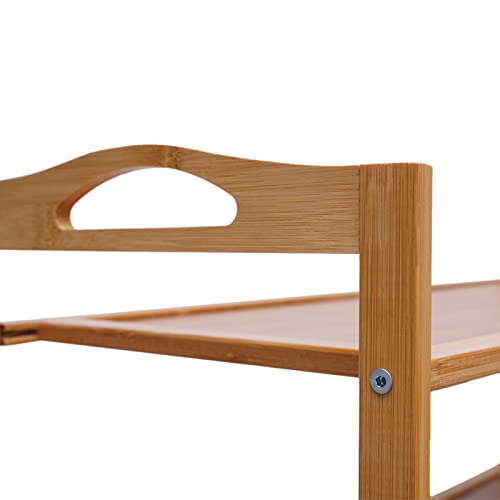 RudiUsoy Bamboo Shoe Rack, 5 Tier Freestanding Shoe Shelf Storage Organizer with 2 Handles for Entryway, Hallway, Closet