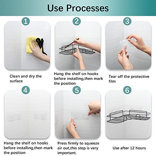 REFFU Corner Shower Caddy, 2 pack Adhesive Shower Organizer No Drilling, Rustproof Stainless-Steel Bathroom Shower Organizer Rack, Shower Storage for 90° Wall