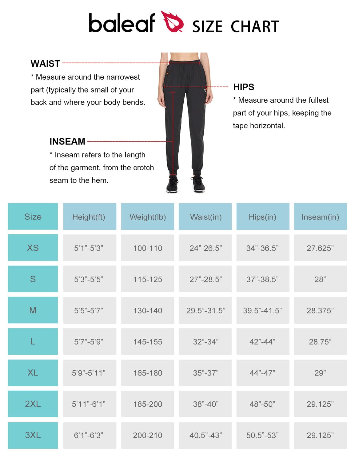BALEAF Hiking Pants Women Joggers Workout Athletic Lightweight Running Travel Track Pants Quick Dry 2 Zipper Pockets Black S