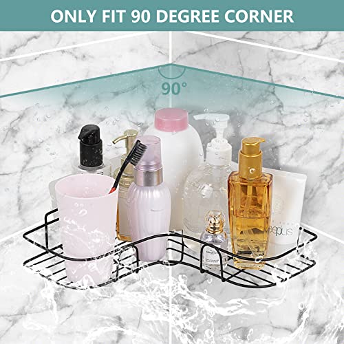 REFFU Corner Shower Caddy, 2 pack Adhesive Shower Organizer No Drilling, Rustproof Stainless-Steel Bathroom Shower Organizer Rack, Shower Storage for 90° Wall