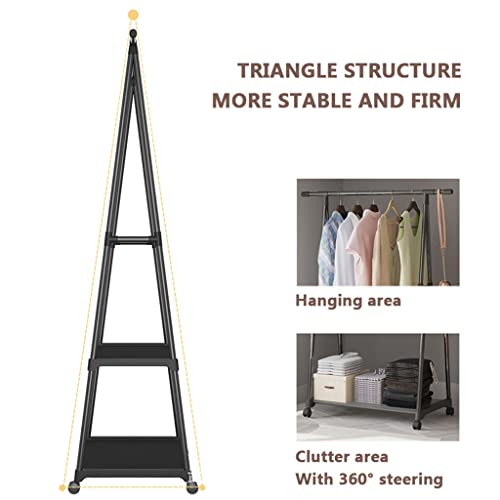 DOUBAO Floor Clothes hat Rack Storage Household Bedroom Clothes Storage Rack Clothes Rack with Wheels