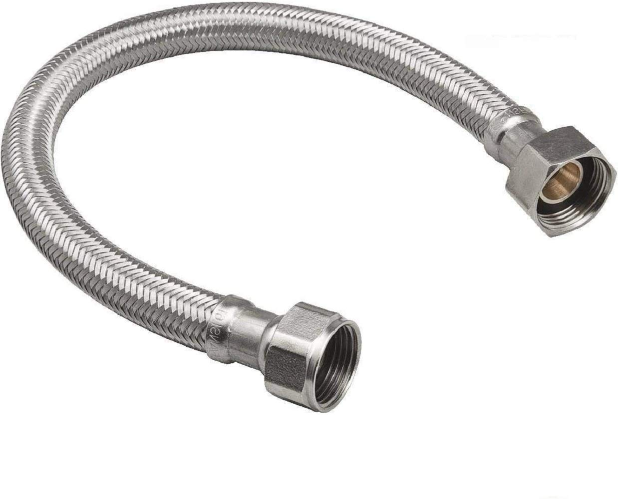 EZ-Fluid 24-Inch Braided Flexible Stainless Steel Water Heater Connector For Female Iron Water Pipes Fitting, 3/4-Inch FIP x 3/4-Inch FIP