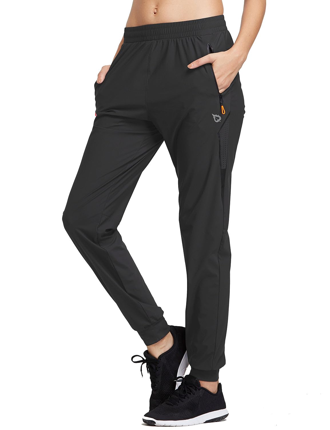 BALEAF Hiking Pants Women Joggers Workout Athletic Lightweight Running Travel Track Pants Quick Dry 2 Zipper Pockets Black S