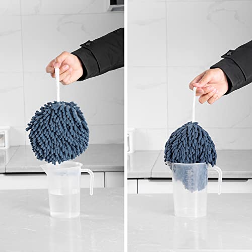 Nulubuu Soft Absorbent Chenille Ball Towel Sets, Quick Dry Hand, Towels for Bathroom/Kitchen Pack of 3 (Mint Green+Light Blue+Blue)