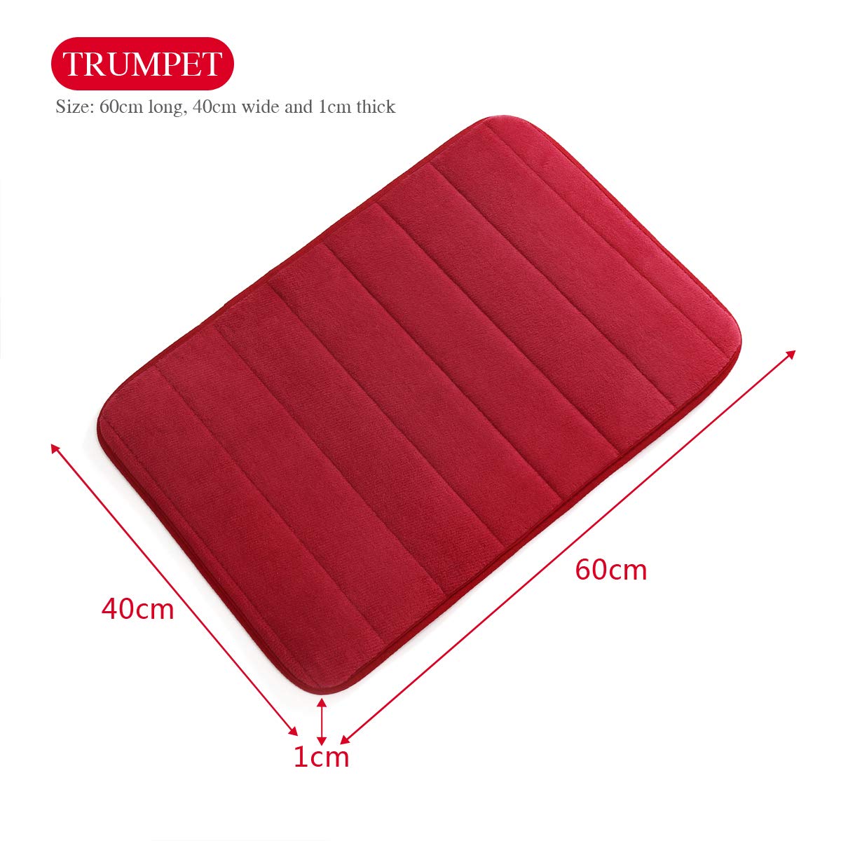 RED，Memory Foam Bath Mat Large Size 24 by 16 Inches, Comfortable, Soft, Maximum Absorbent, Non-Slip, Thick, Easier to Dry for Bathroom Floor Rug,