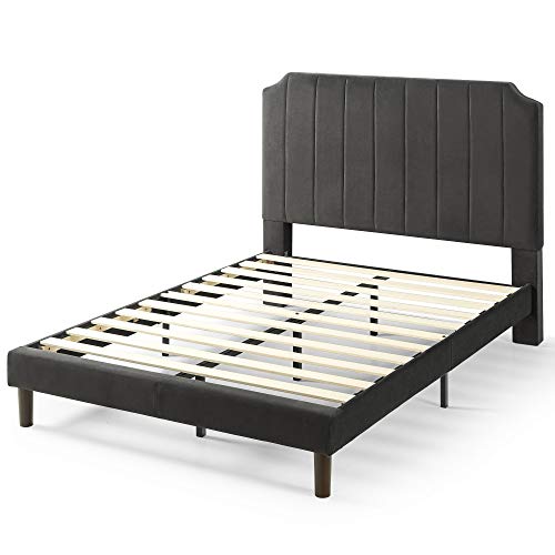 ZINUS Charlotte Upholstered Platform Bed Frame, Mattress Foundation, Wood Slat Support, No Box Spring Needed, Easy Assembly, Queen