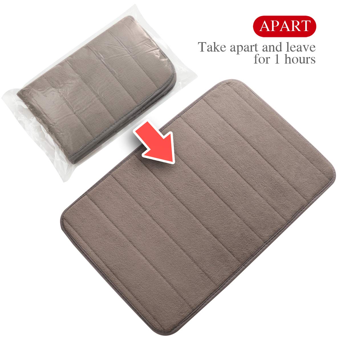 RED，Memory Foam Bath Mat Large Size 24 by 16 Inches, Comfortable, Soft, Maximum Absorbent, Non-Slip, Thick, Easier to Dry for Bathroom Floor Rug,