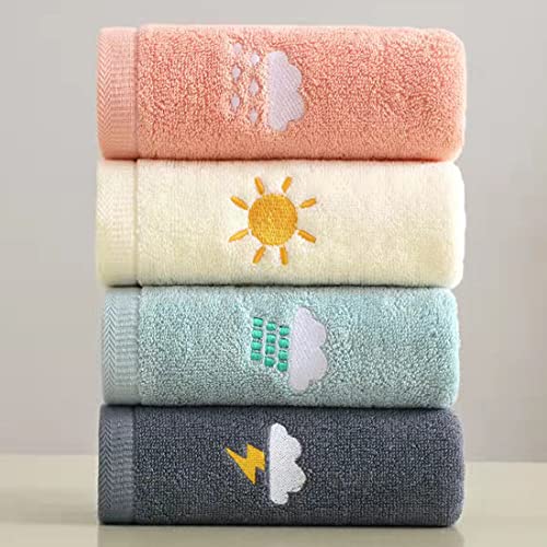 Lchkrep Hand Towels 4 Set, 100% Cotton Bath Hand Towel for Bathroom, Face, Kitchen, Gym and Spa, Ultra Soft and Highly Absorbent Hand Towels for Bathroom, Size 14" x 29" (White Pink Blue Gray-4 Pack)