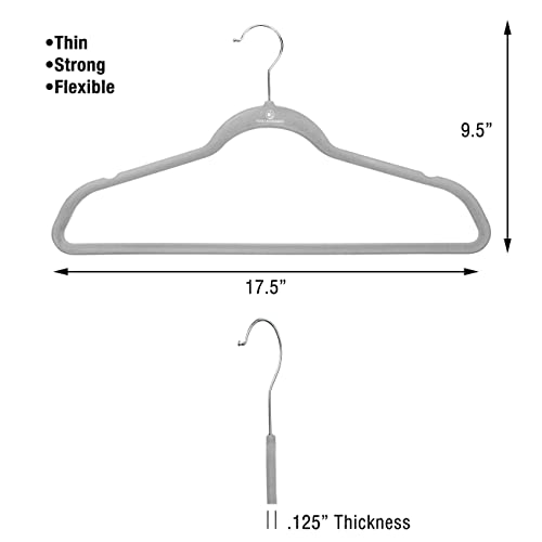 Velvet Hangers, Sturdy and Space Saving Hanger. Grey (Charcoal). 50 Pack