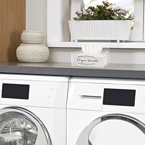 Laundry Dryer Sheet Container with Lid- Clear Acrylic Dryer Sheet Dispenser for Storage Fabric Softener Sheets, Transparent Container Storage Box Dryer Sheet Holder for Laundry Room Organization