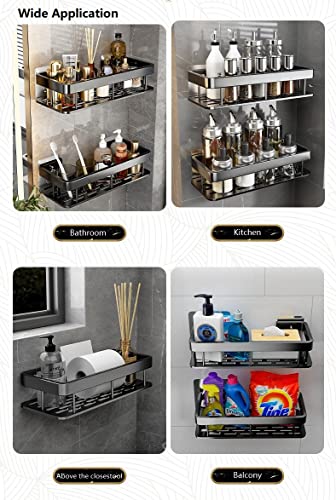 Fullplus Bathroom Organizer No Drilling Wall Shelf for Shampoo 2-Tier Vanity Tray Corner Shelf for Makeup Cosmetic with Soap Dish