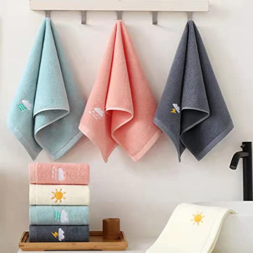 Lchkrep Hand Towels 4 Set, 100% Cotton Bath Hand Towel for Bathroom, Face, Kitchen, Gym and Spa, Ultra Soft and Highly Absorbent Hand Towels for Bathroom, Size 14" x 29" (White Pink Blue Gray-4 Pack)