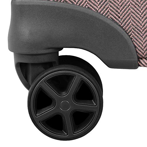 LONDON FOG Newcastle Softside Expandable Spinner Luggage, Rose Charcoal Herringbone, Checked-Medium 24-Inch