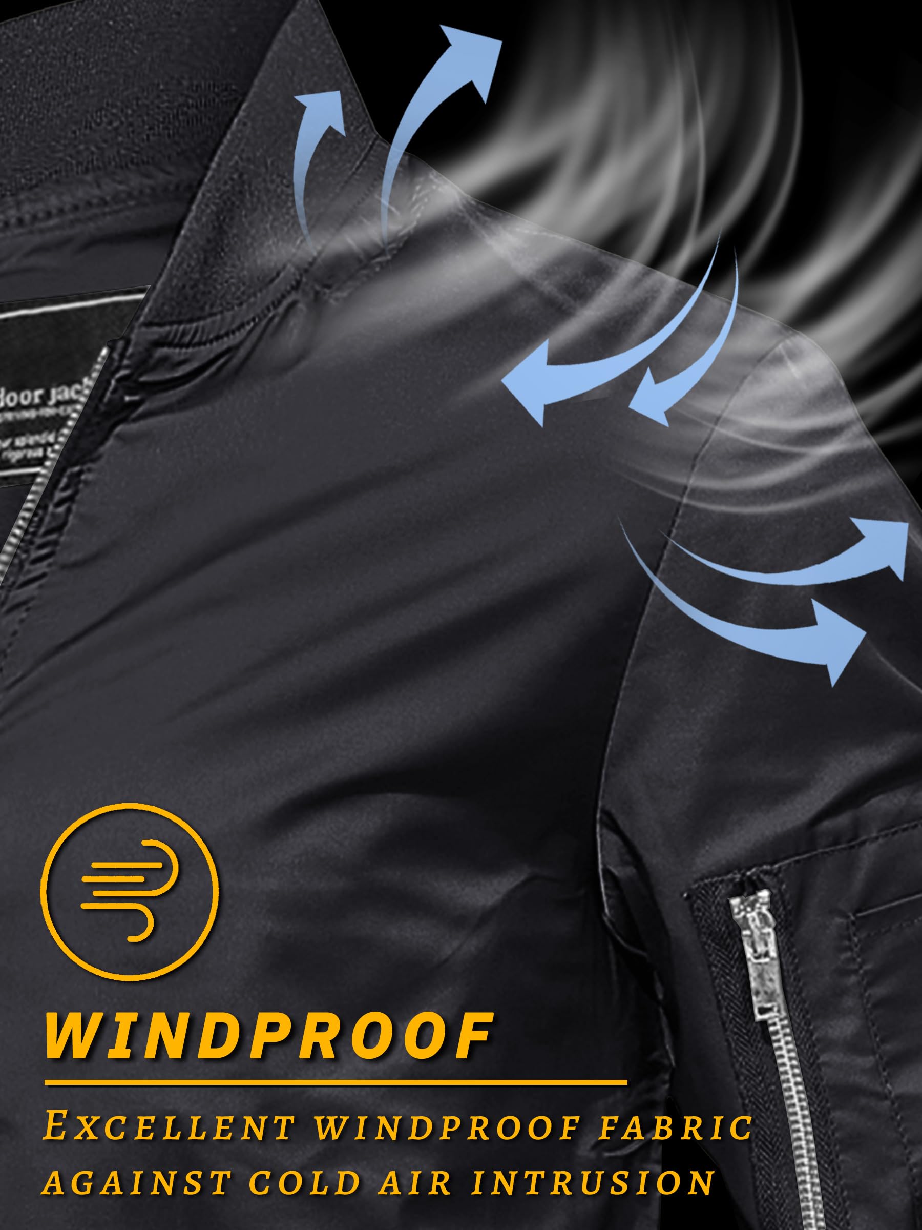TACVASEN Bomber Jacket Men Black Jacket Men Zip Up Mens Jackets Casual Stylish Lightweight Mens Bomber Jackets Lightweight Windbreaker Jacket