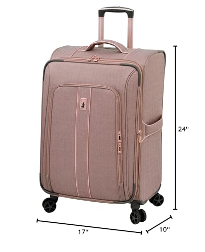 LONDON FOG Newcastle Softside Expandable Spinner Luggage, Rose Charcoal Herringbone, Checked-Medium 24-Inch