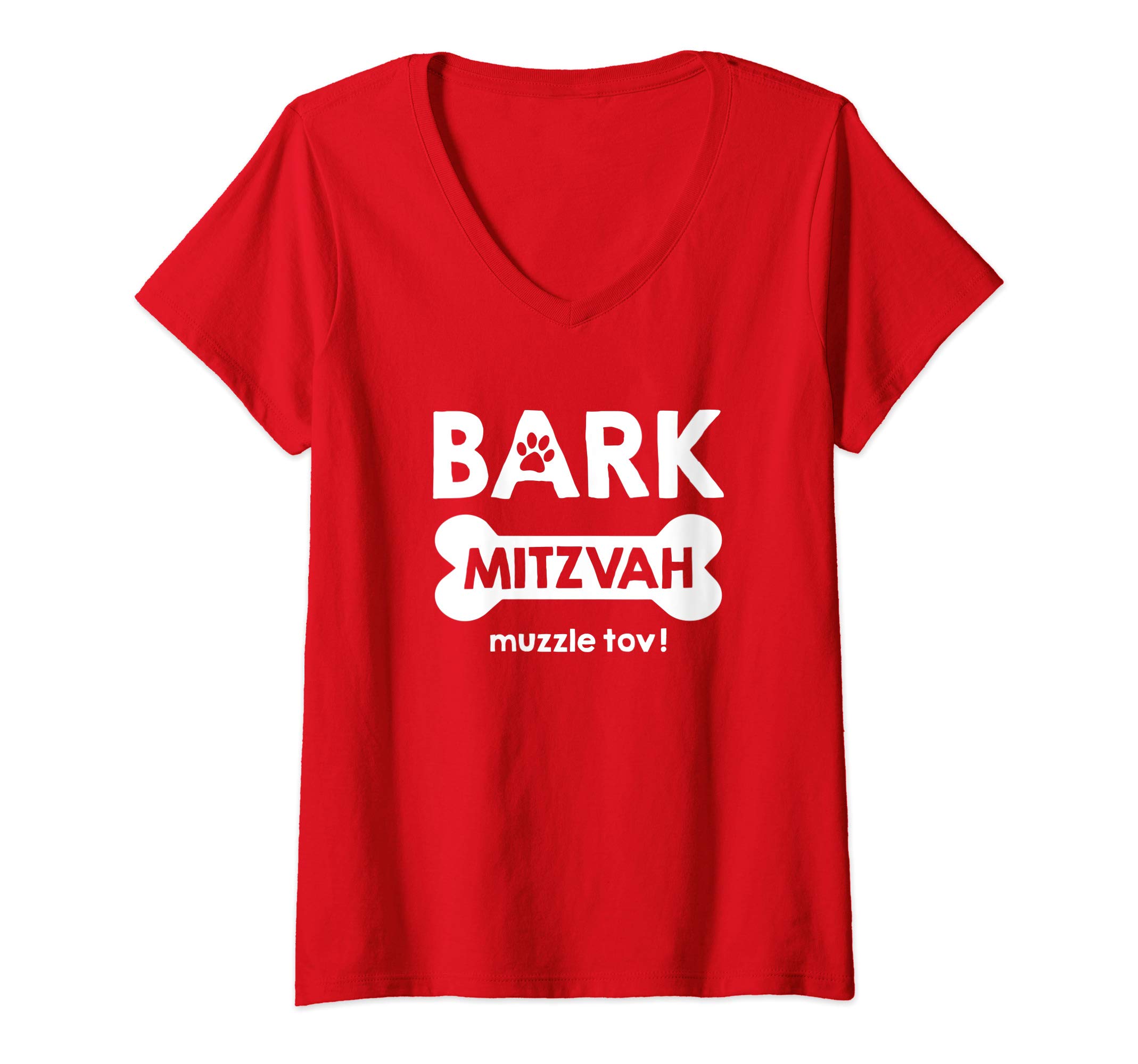 Womens Bark Mitzvah | Dog Lover Funny Jewish Bar Mitzvah Dogs Gift V-Neck T-Shirt
