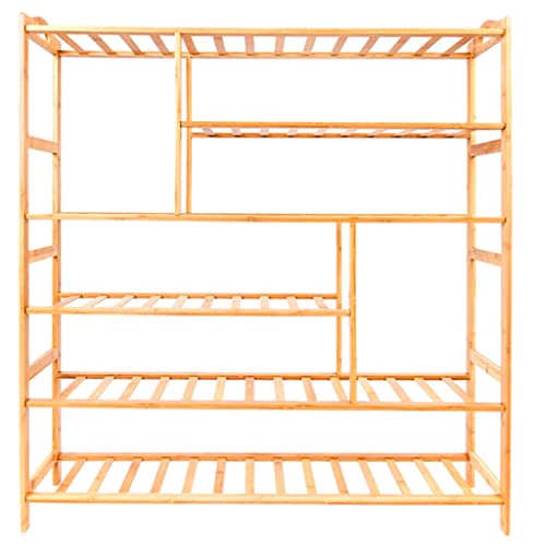 6-Tier Shoe Rack Organizer, Free Standing Bamboo Shoe Rack with Boot Organizer, Multifunctional Shoe Storage Shelf for Entryway, Shoe Storage Organizer Unit for Hallway, Living Room, Display Stand