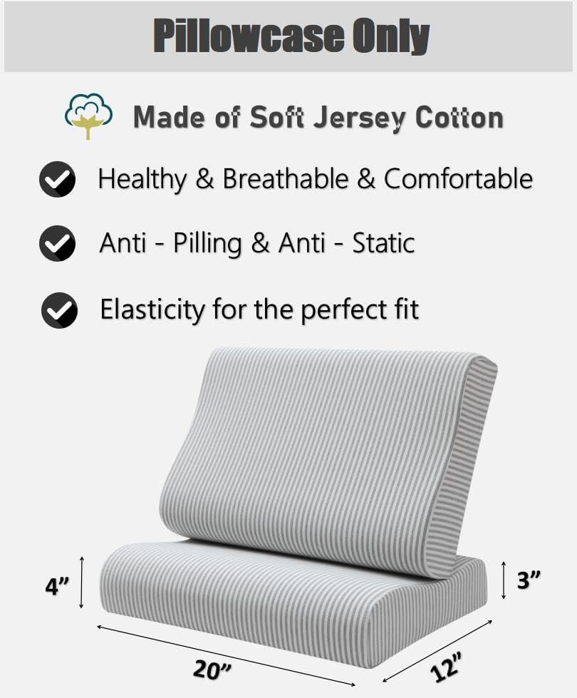 Eucoz Replacement Pillow Case for Memory Foam Neck Pillow,Zippered Pillow Cover,Soft Cotton Pillow Protector for Cervical Pillow,Latex Pillow…