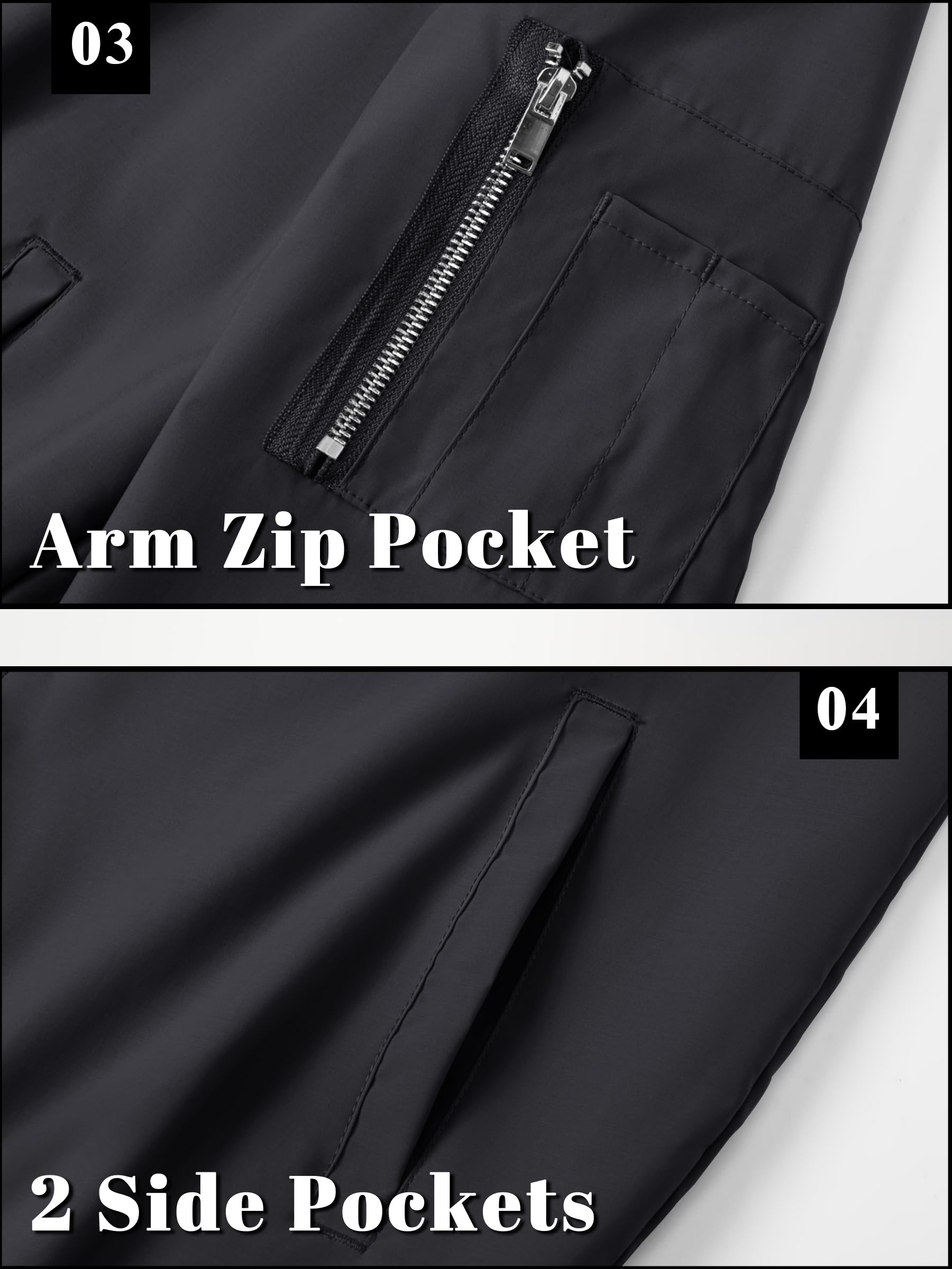 TACVASEN Bomber Jacket Men Black Jacket Men Zip Up Mens Jackets Casual Stylish Lightweight Mens Bomber Jackets Lightweight Windbreaker Jacket