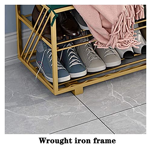 ALDEPO Shoe Cabinet Bench Shoe Rack with Storage Simple and Creative Wrought Iron Structure Shoe Changer Stool with Soft Cushion Shoe Rack Double Layer Bench Large Capacity
