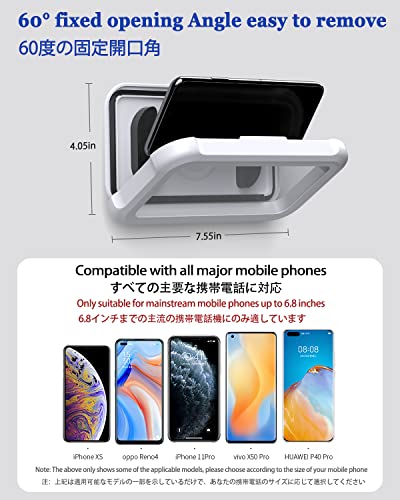 Waterproof Shower Phone Holder with 360° Rotation, Angle Adjustable, Wall Mounted Phone Holder for Bathroom Mirror Bathtub Kitchen, Up to 6.8 Inch (2022 Upgraded)