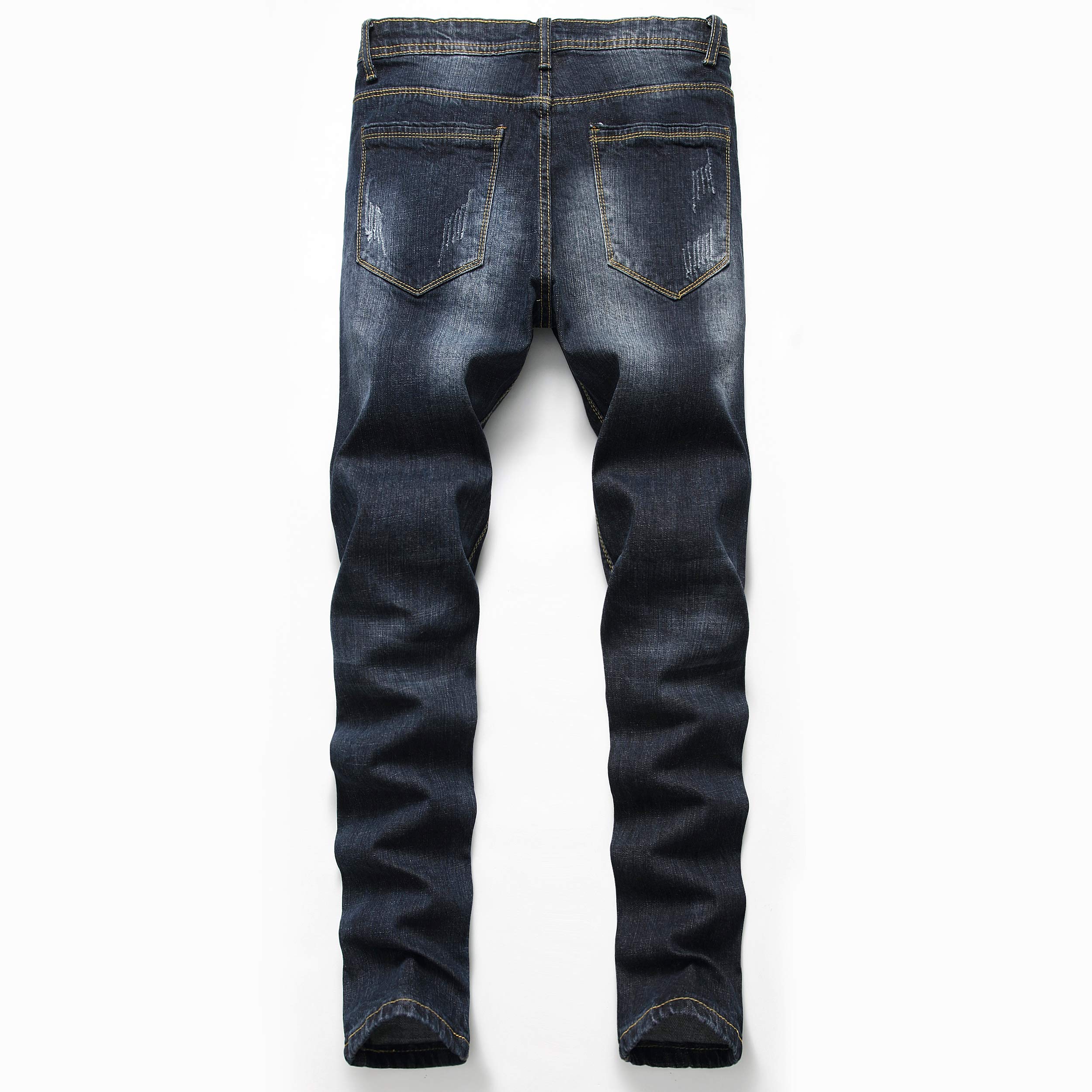 Men's Fashion Skinny Fit Ripped Distressed Stretch Comfy Washed Denim Jeans,553,36