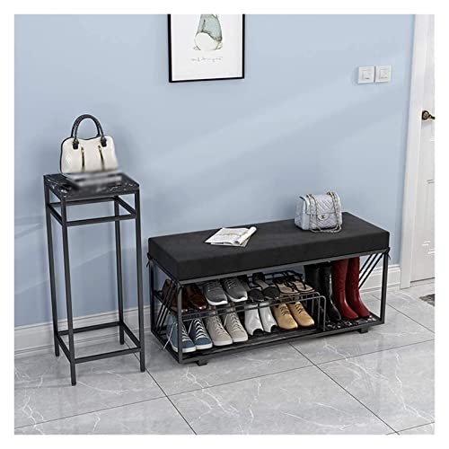 ALDEPO Shoe Cabinet Bench Shoe Rack with Storage Simple and Creative Wrought Iron Structure Shoe Changer Stool with Soft Cushion Shoe Rack Double Layer Bench Large Capacity