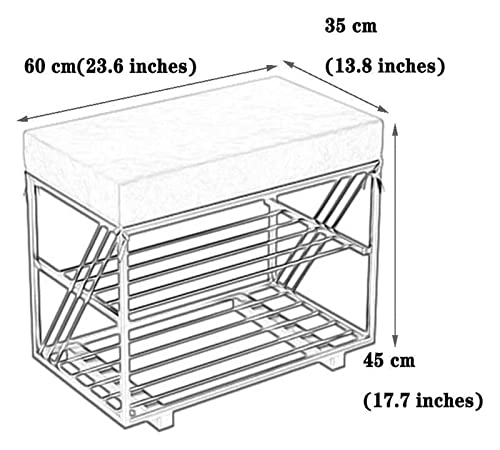 ALDEPO Shoe Cabinet Bench Shoe Rack with Storage Simple and Creative Wrought Iron Structure Shoe Changer Stool with Soft Cushion Shoe Rack Double Layer Bench Large Capacity