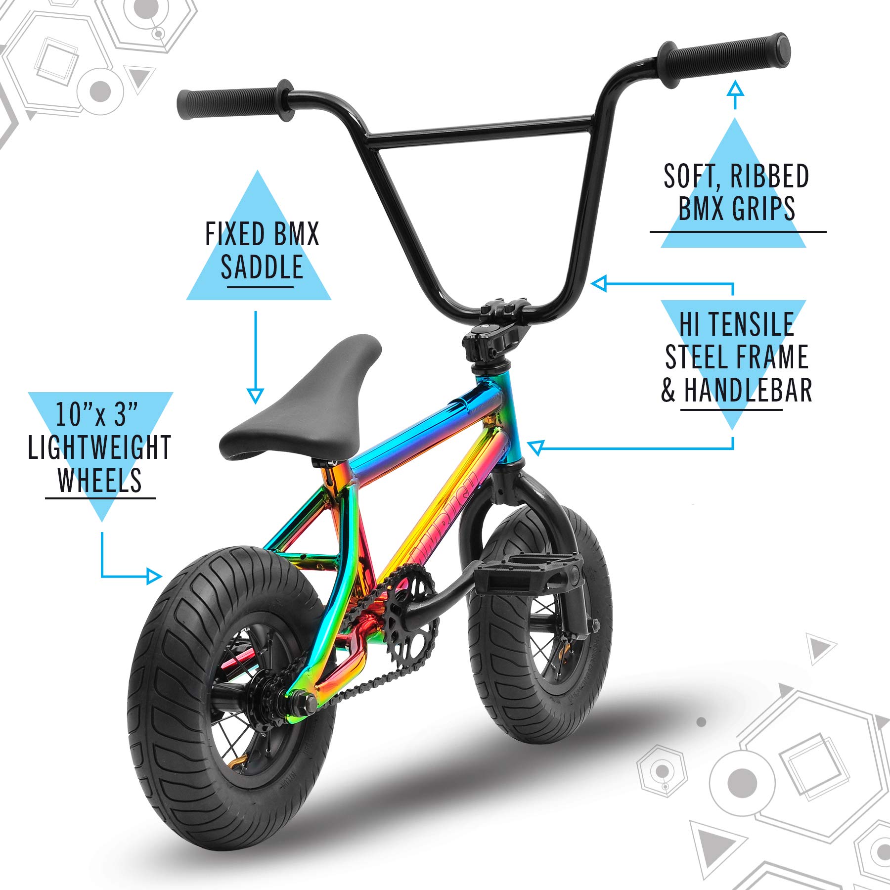 Sullivan Mini BMX Bike with Fixed Saddle | Premium Quality Free Mini BMX with Lightweight 10” Wheels | Suitable for Ages 8+, Perfect for High-Impact Tricks