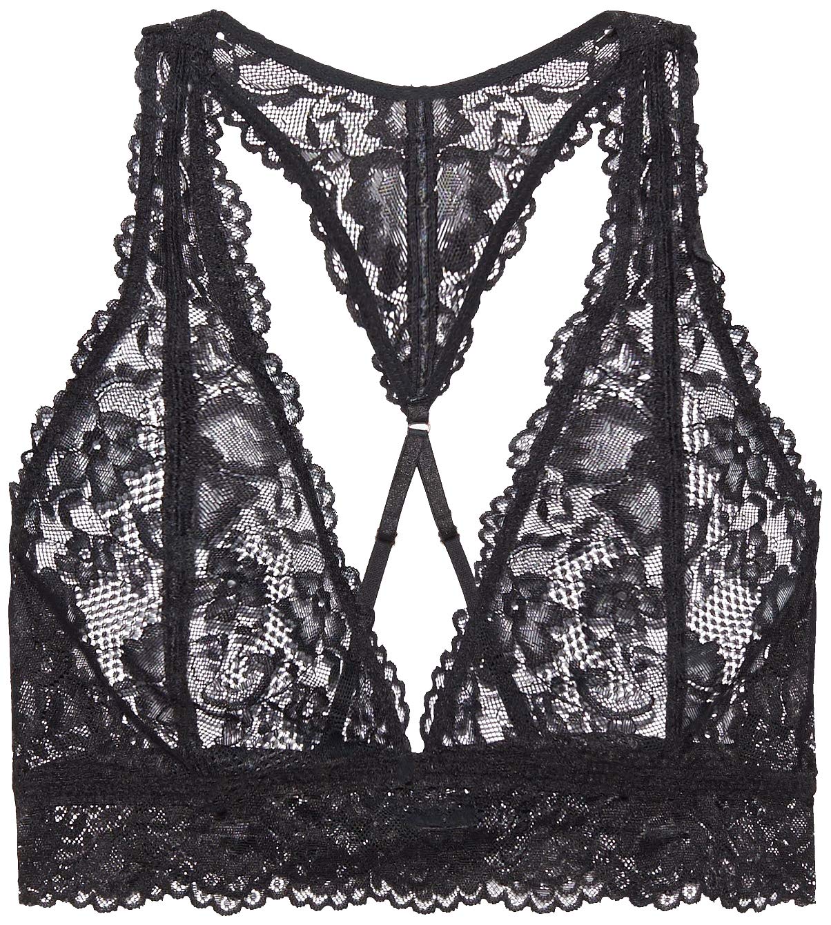Savage X Fenty, Women's, Missy Floral Lace Bralette, Black Caviar, S