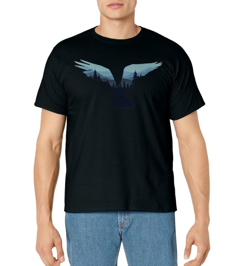 Beautiful Flying Eagle Night Sky Forest Bird Silhouette T-Shirt