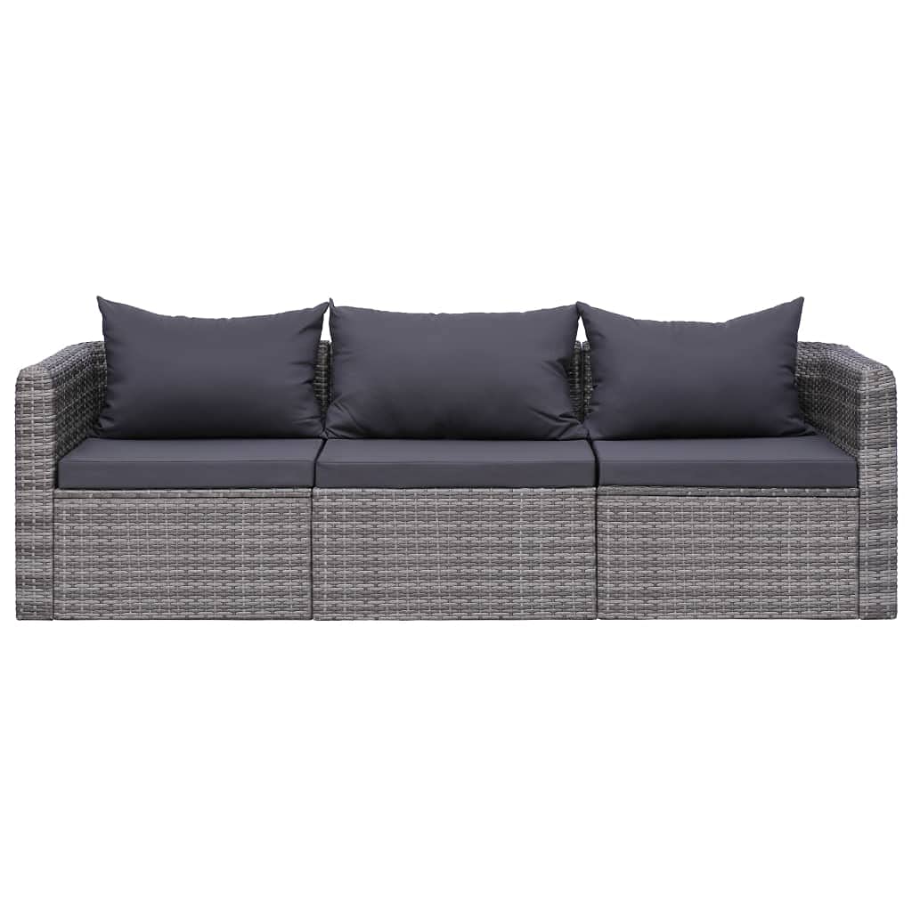 vidaXL 3 Piece Patio Sofa Set - Stylish and Practical Design with Weather-Resistant PE Rattan and Powder-Coated Steel Frames, Set Includes Cushions