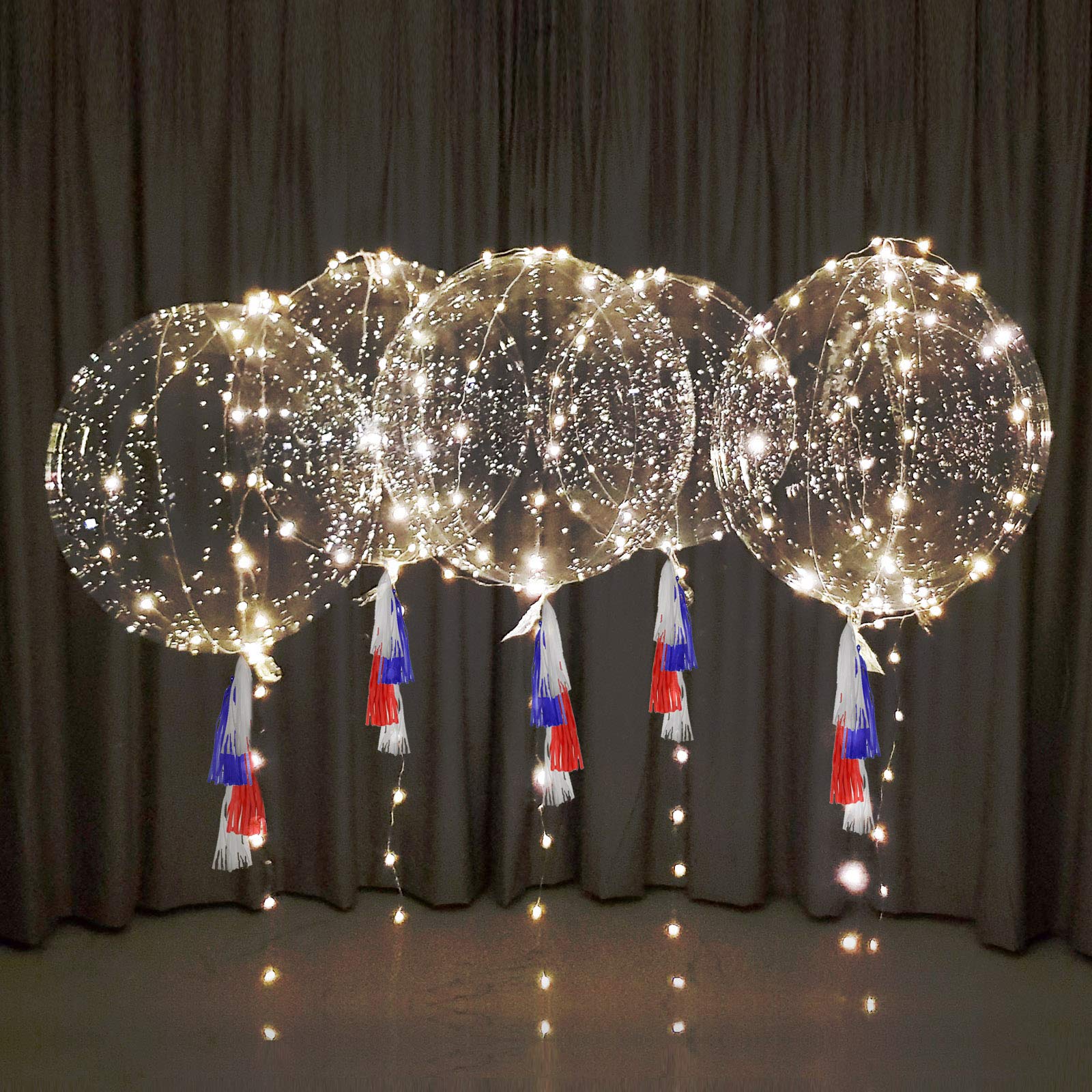 Lightsfever LED Light up Party Balloons with Batteries, 22 inch warm white Big Size Clear Bobo Balloons for Helium or Air, thanks giving party balloons(12 pack warm white)