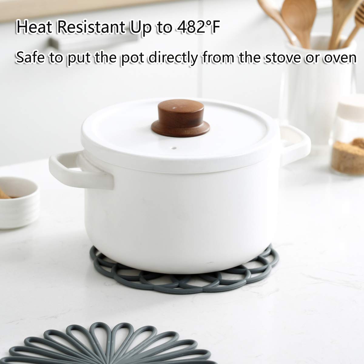 Set of 3 Silicone Trivet Mat - Hot Pot Holder Hot Pads for Table & Countertop - Trivet for Hot Dishes - Non-Slip & Heat Resistant Modern Kitchen Hot Pads for Pots & Pans, Pink