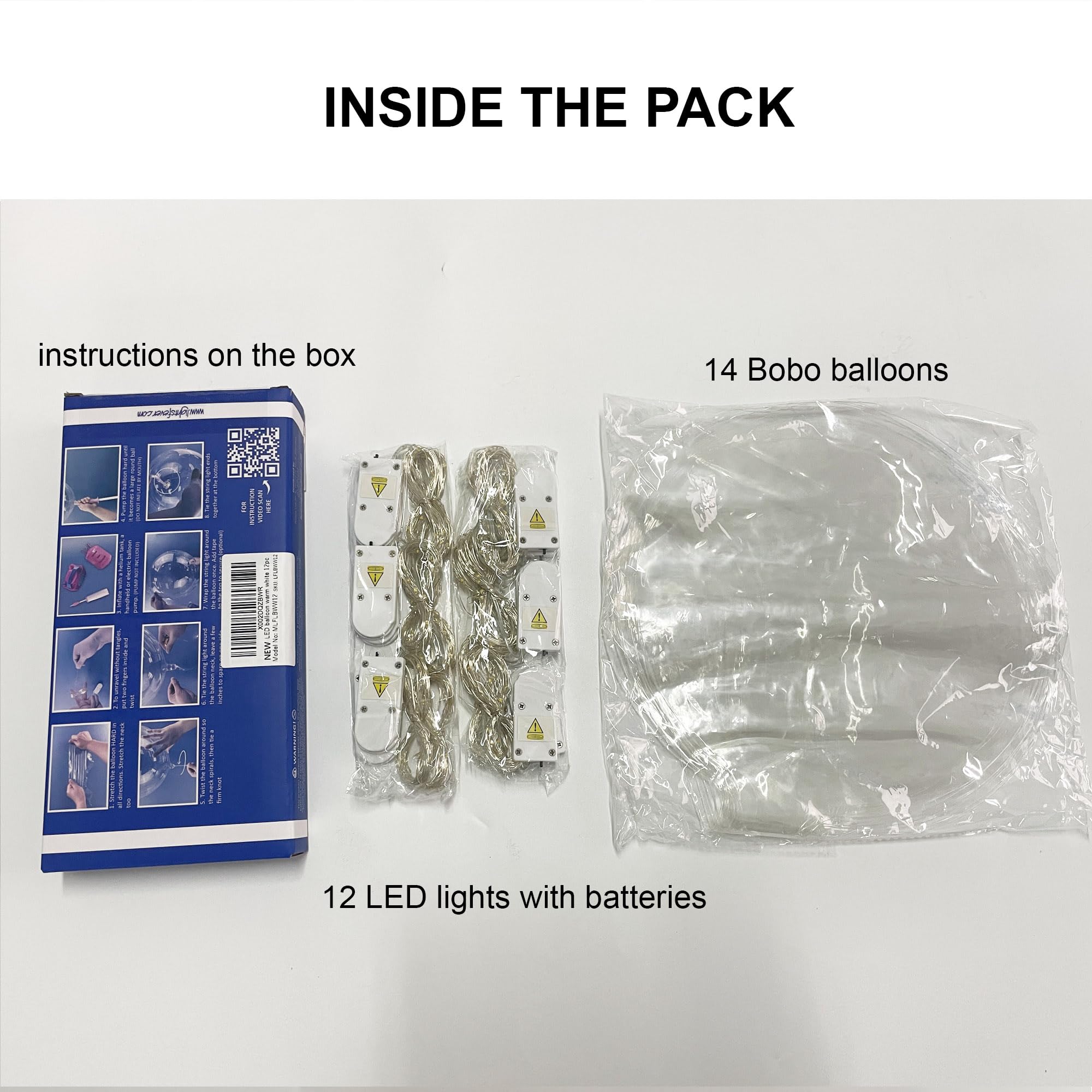 Lightsfever LED Light up Party Balloons with Batteries, 22 inch warm white Big Size Clear Bobo Balloons for Helium or Air, thanks giving party balloons(12 pack warm white)