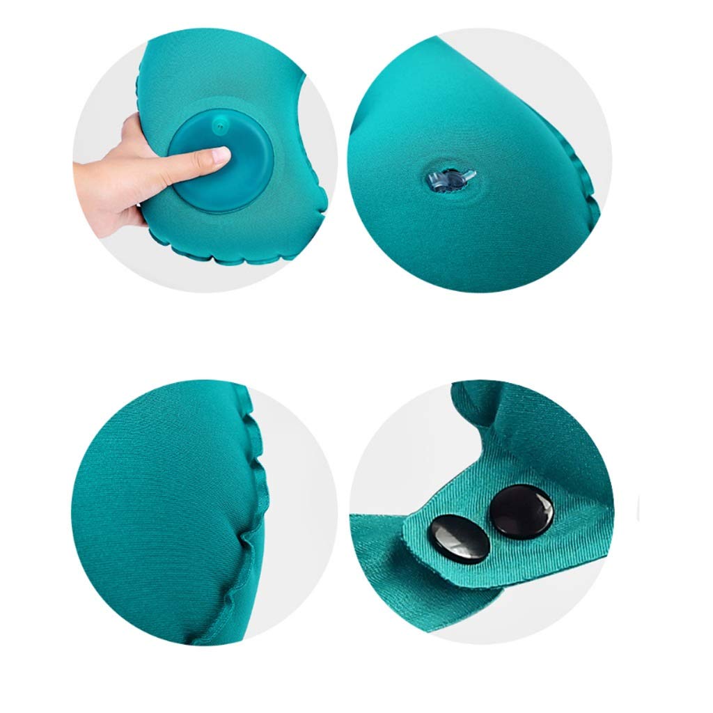 Portable U-Shape Inflatable Travel Pillow Car Head Rest Air Cushion for Travel Office Nap Head Rest Air Cushion Neck Pillow (Color : Blue)