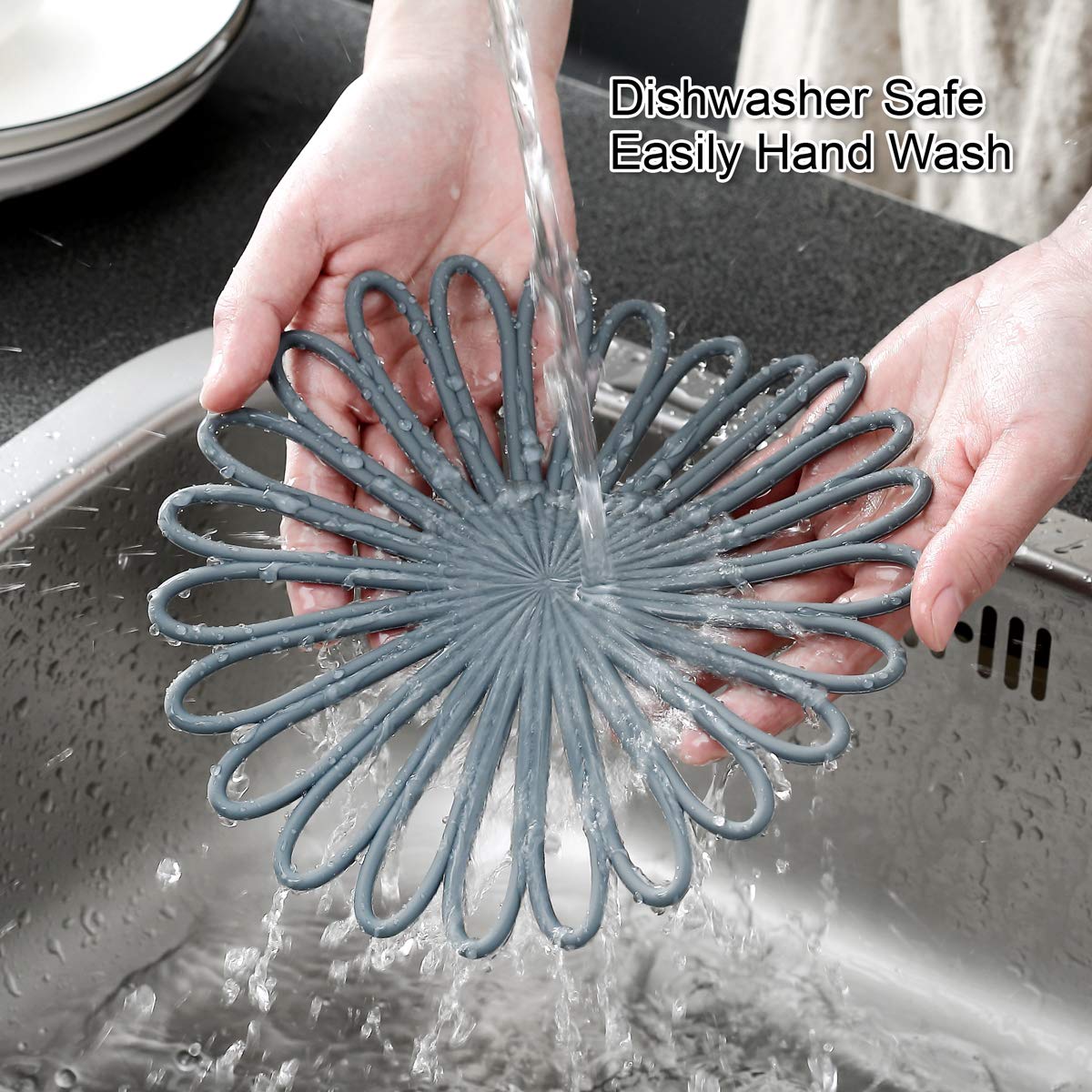 Set of 3 Silicone Trivet Mat - Hot Pot Holder Hot Pads for Table & Countertop - Trivet for Hot Dishes - Non-Slip & Heat Resistant Modern Kitchen Hot Pads for Pots & Pans, Pink