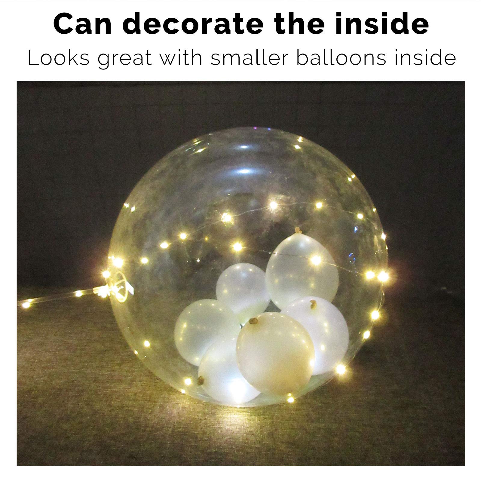 Lightsfever LED Light up Party Balloons with Batteries, 22 inch warm white Big Size Clear Bobo Balloons for Helium or Air, thanks giving party balloons(12 pack warm white)