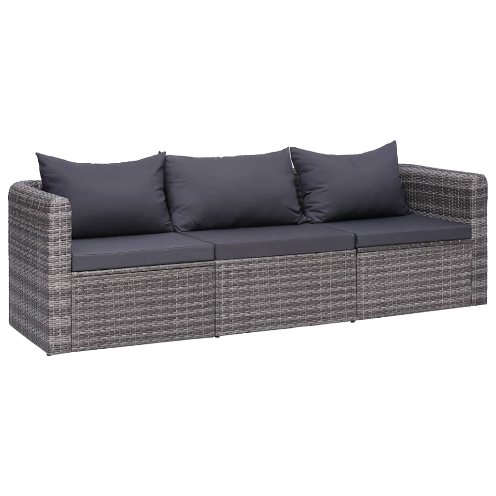 vidaXL 3 Piece Patio Sofa Set - Stylish and Practical Design with Weather-Resistant PE Rattan and Powder-Coated Steel Frames, Set Includes Cushions