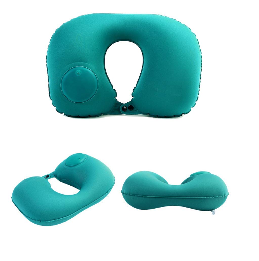 Portable U-Shape Inflatable Travel Pillow Car Head Rest Air Cushion for Travel Office Nap Head Rest Air Cushion Neck Pillow (Color : Blue)