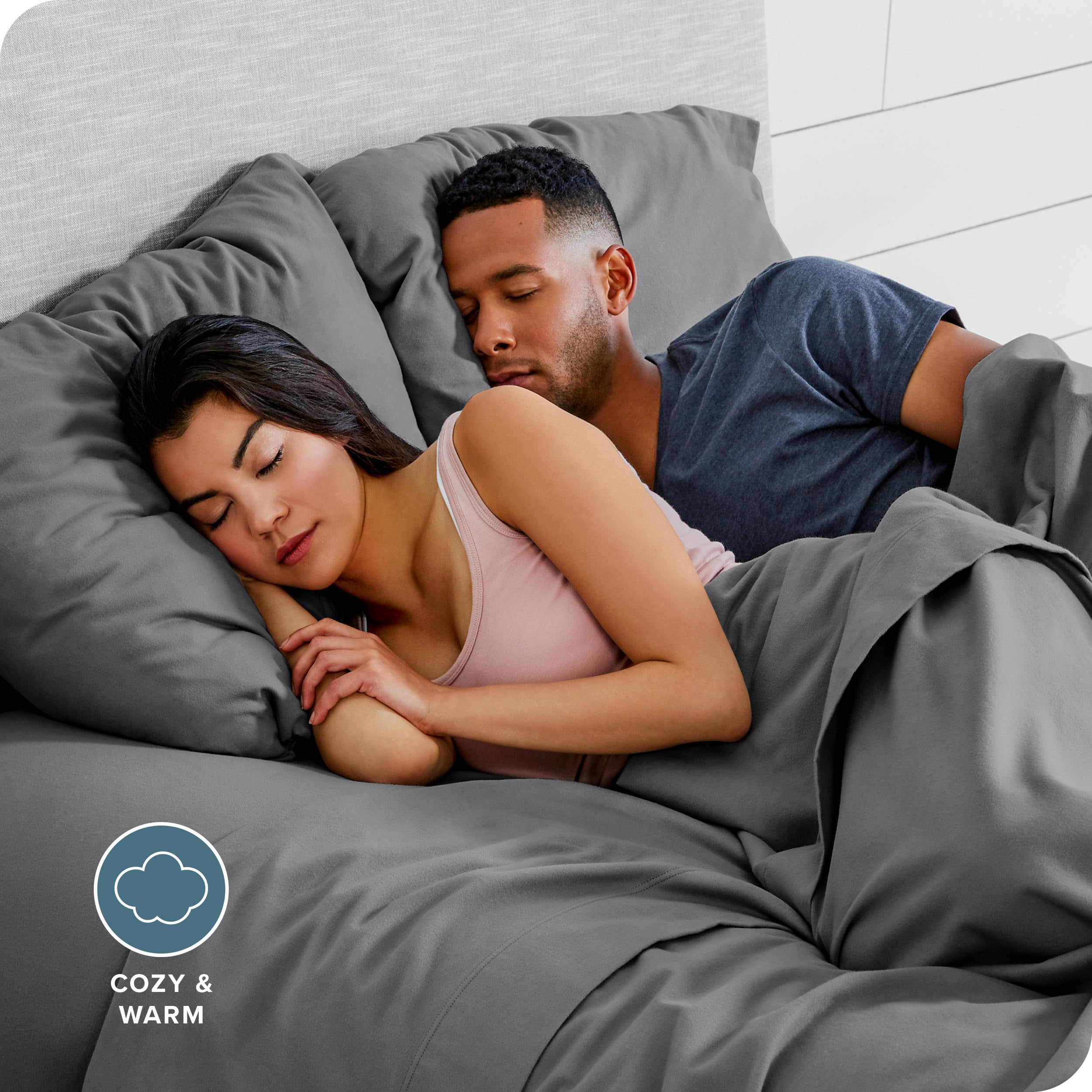 Bare Home Velvety Soft & Cozy Flannel Pillowcases (Set of 2) - Double Brushed Heavyweight 100% Cotton - Grey