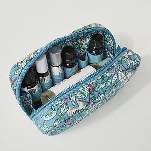 Vera Bradley Women's Cotton Zip-around Essential Oil Case, Plum Pansies - Recycled Cotton, One Size
