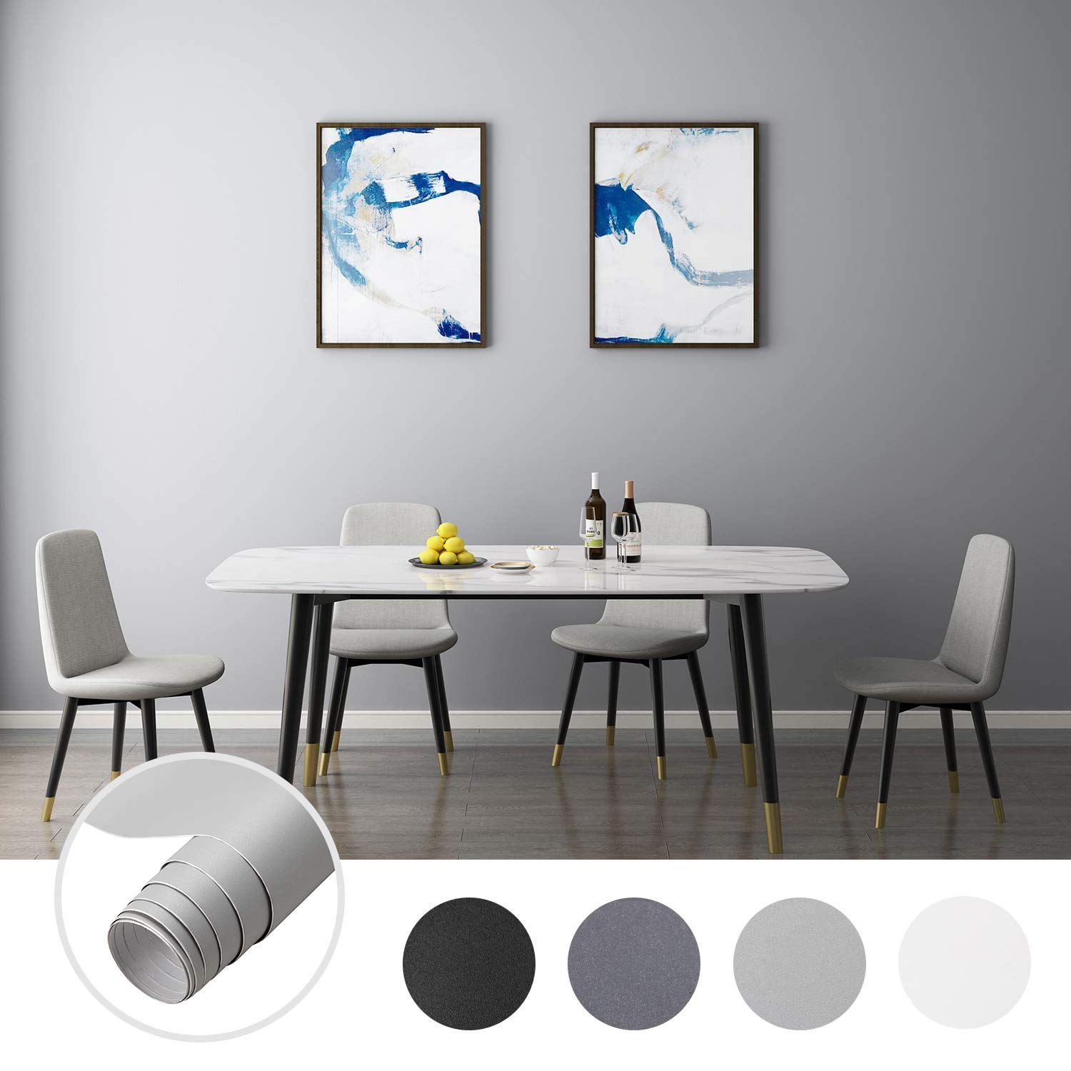 Oxdigi Light Grey Contact Paper 23.6 x 196 Inches, Peel and Stick Wallpaper for Cabinet Table Drawer Door Reform Decorative Thick Self Adhesive Removable Vinyl Film