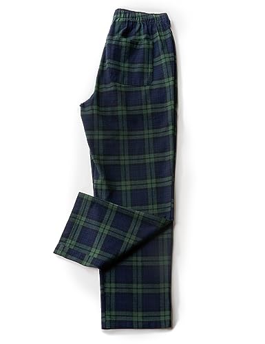LAPASA Men's Pajama Pants 100% Cotton Flannel Plaid Lounge Soft Warm Sleepwear Pants PJ Bottoms Drawstring and Pockets M39 Medium (Flannel) Green+navy