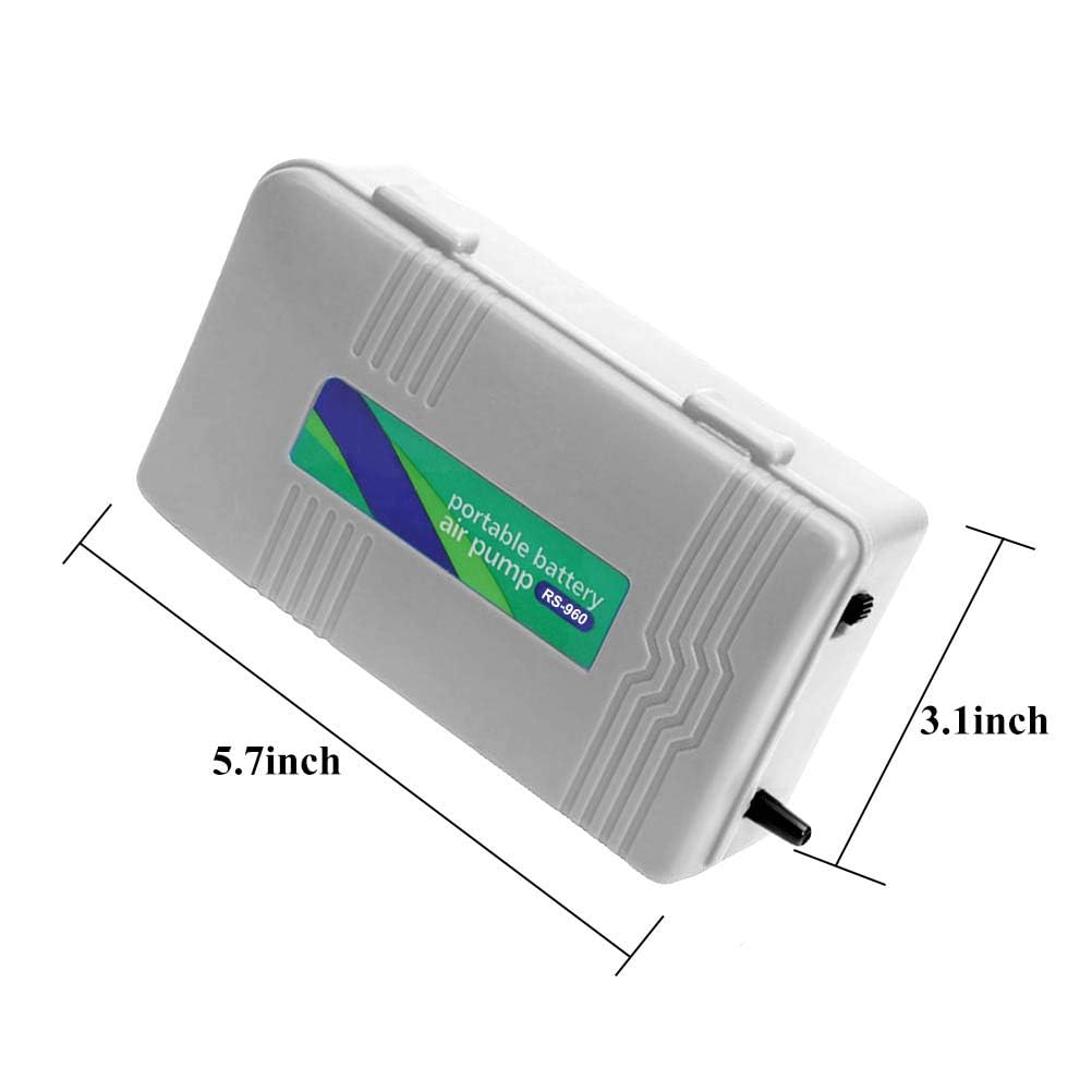 Odowalker Portable Aquarium Oxygen Pump 2 D Batteries Powered Air Pump Backup Fish Tank Air Bubbler Power Fish Savior,Aquarium Aerator for Outdoor Fishing