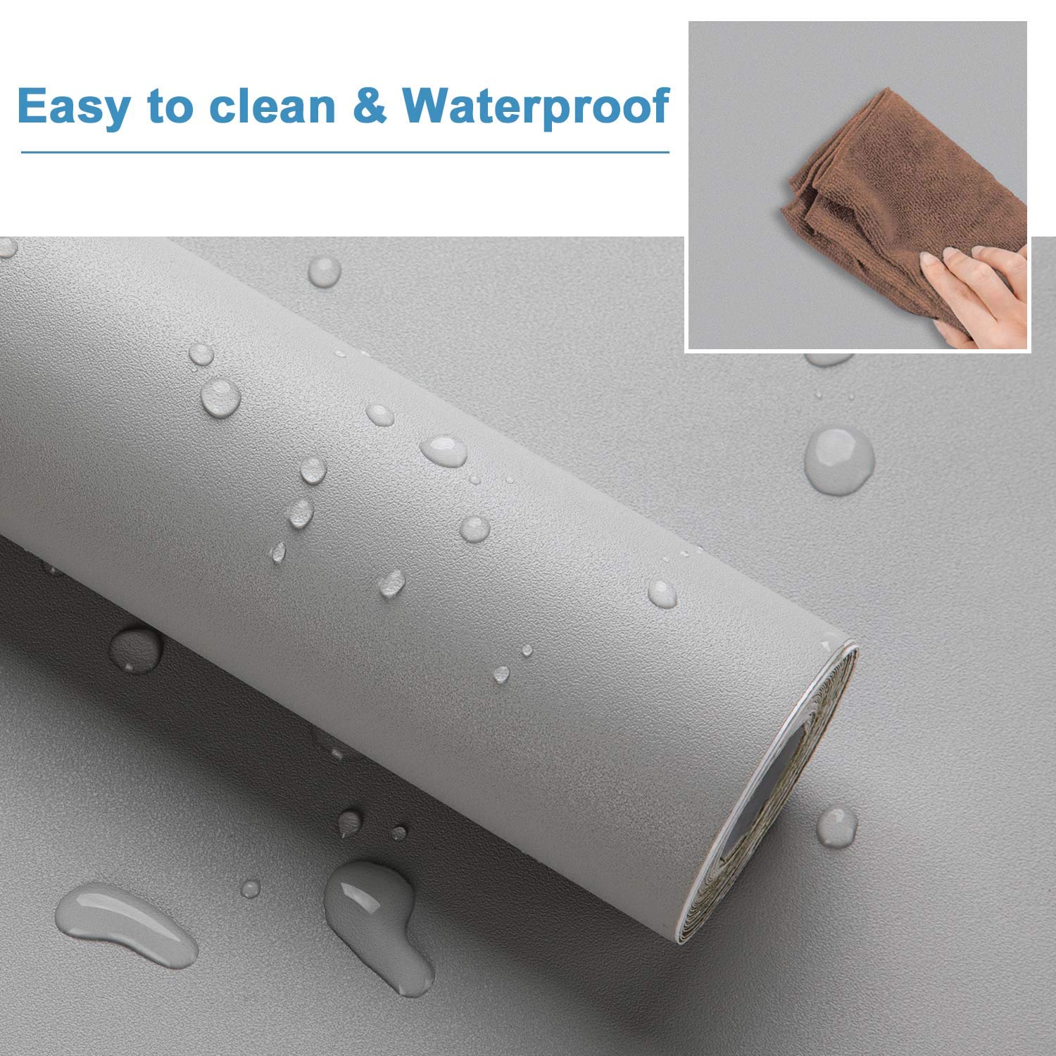Oxdigi Light Grey Contact Paper 23.6 x 196 Inches, Peel and Stick Wallpaper for Cabinet Table Drawer Door Reform Decorative Thick Self Adhesive Removable Vinyl Film