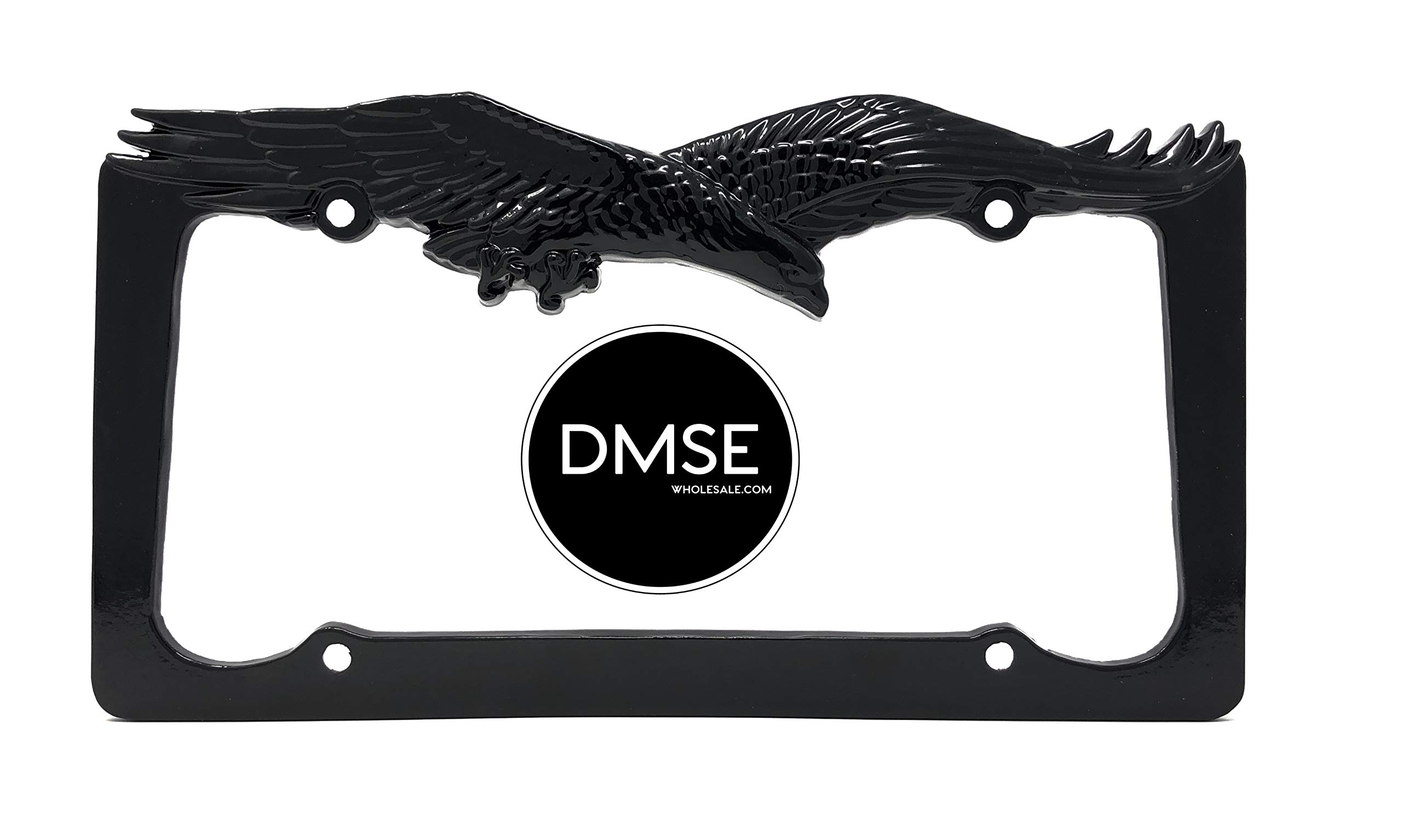 DMSE American Eagle Eagles Bird Universal Metal License Plate Frame Cool Decorative Design for Any Vehicle (Black)
